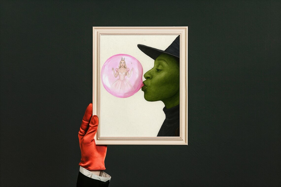 Wicked Art Print: Glinda in a Bubble, Elphaba Watercolor (digital ...