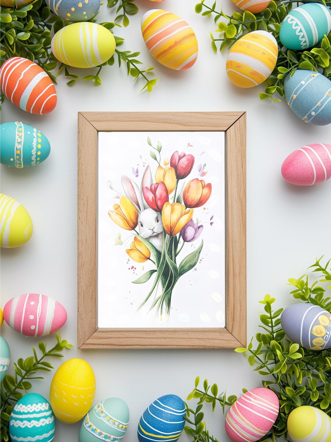 Bunny in Tulips Watercolor Print – Digital Download | Floral Bunny ...