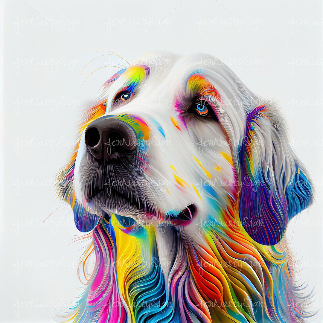 Colorful Dog PNG Hand Drawn Dog Breed PNG Dog Portrait PNG Dog Graphic ...
