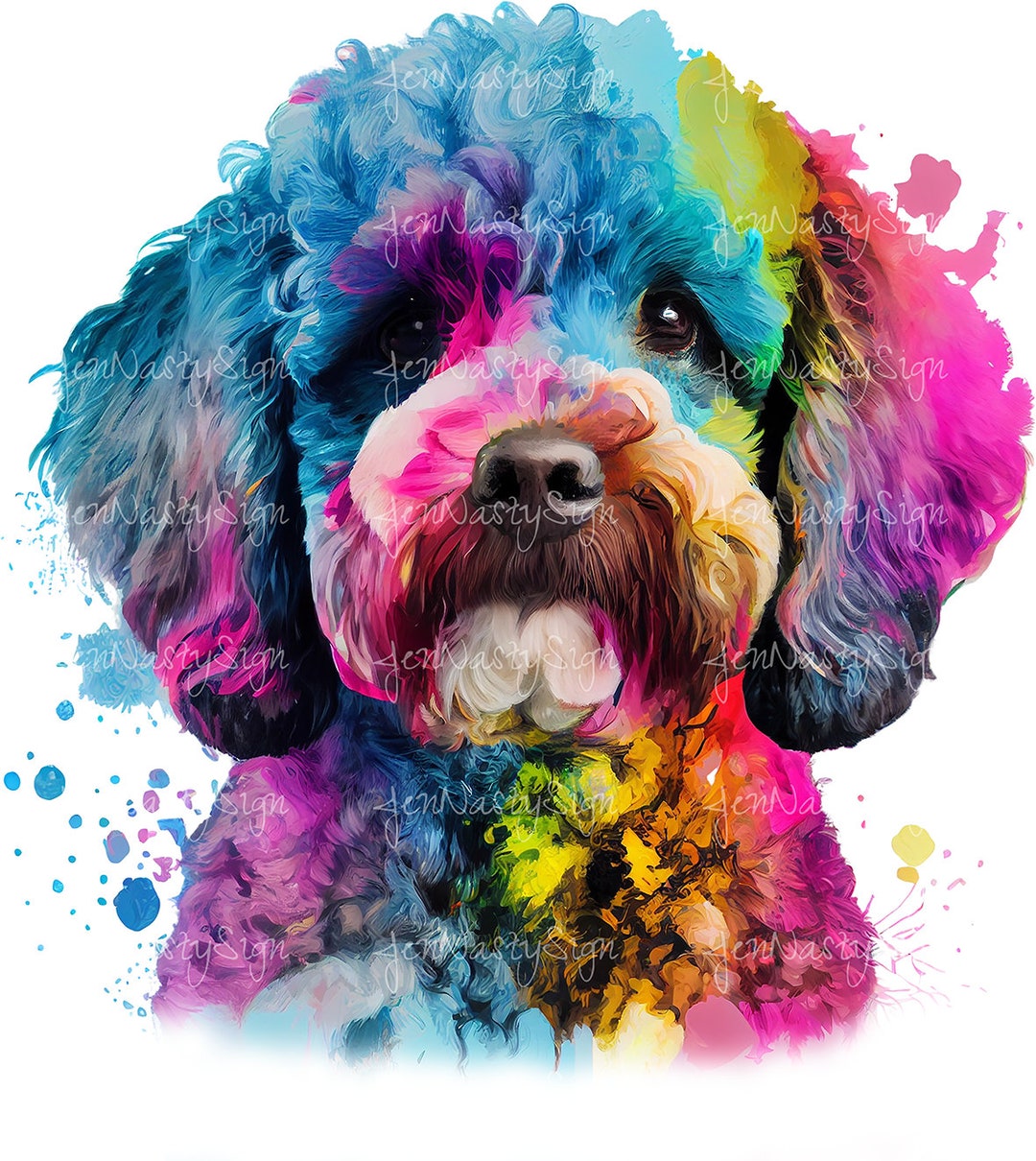 Colorful Poodle Dog PNG Hand Drawn Dog Breed PNG Poodle Portrait PNG ...