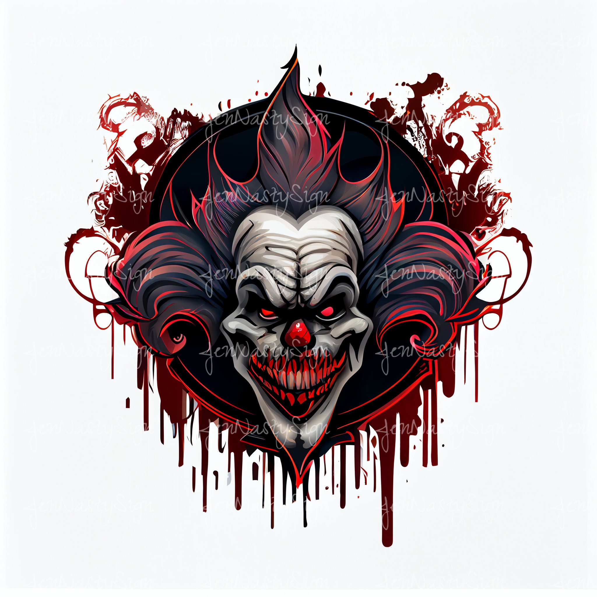 Horror Clown PNG Colorful Horror Sublimation for Shirts Art Mugs ...