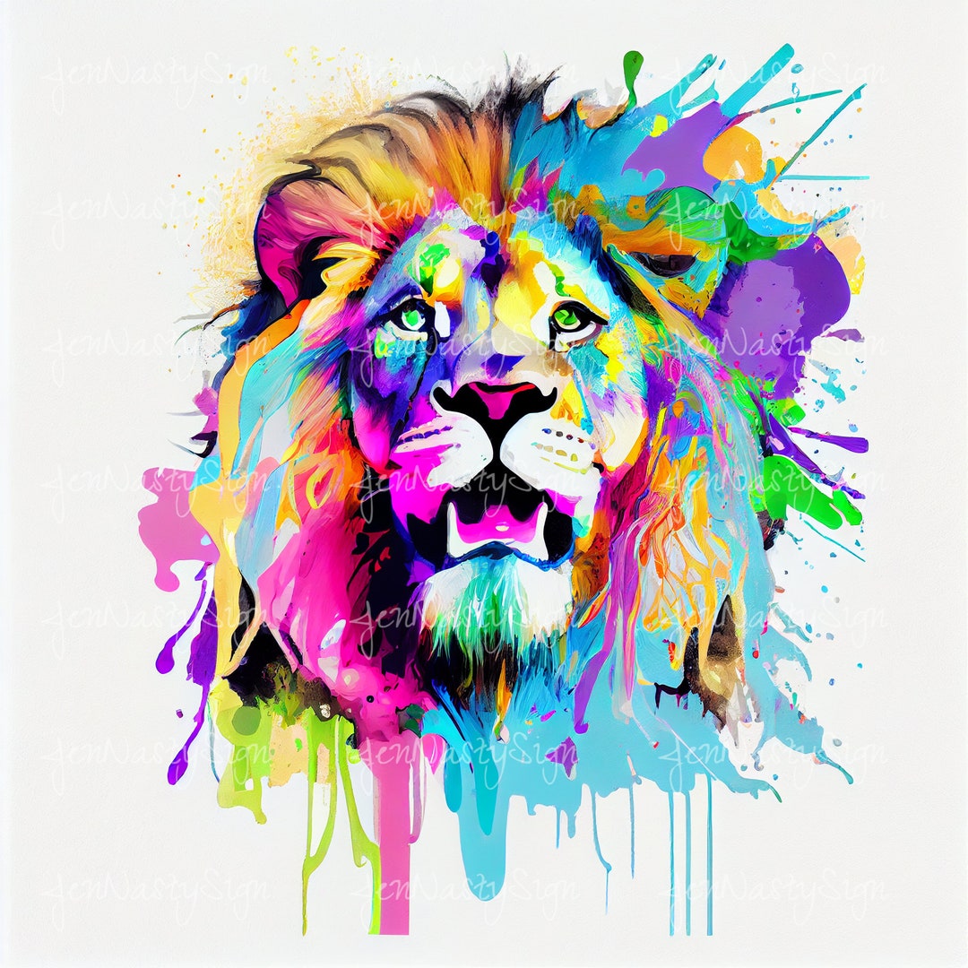 Lion PNG Colorful Lion Sublimation for Shirts Art Mugs Tumbler Lion ...