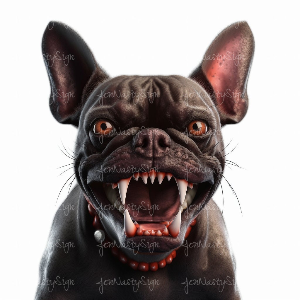 Angry French Bulldog PNG Hand Drawn Dog Breed PNG Frenchie Portrait PNG ...
