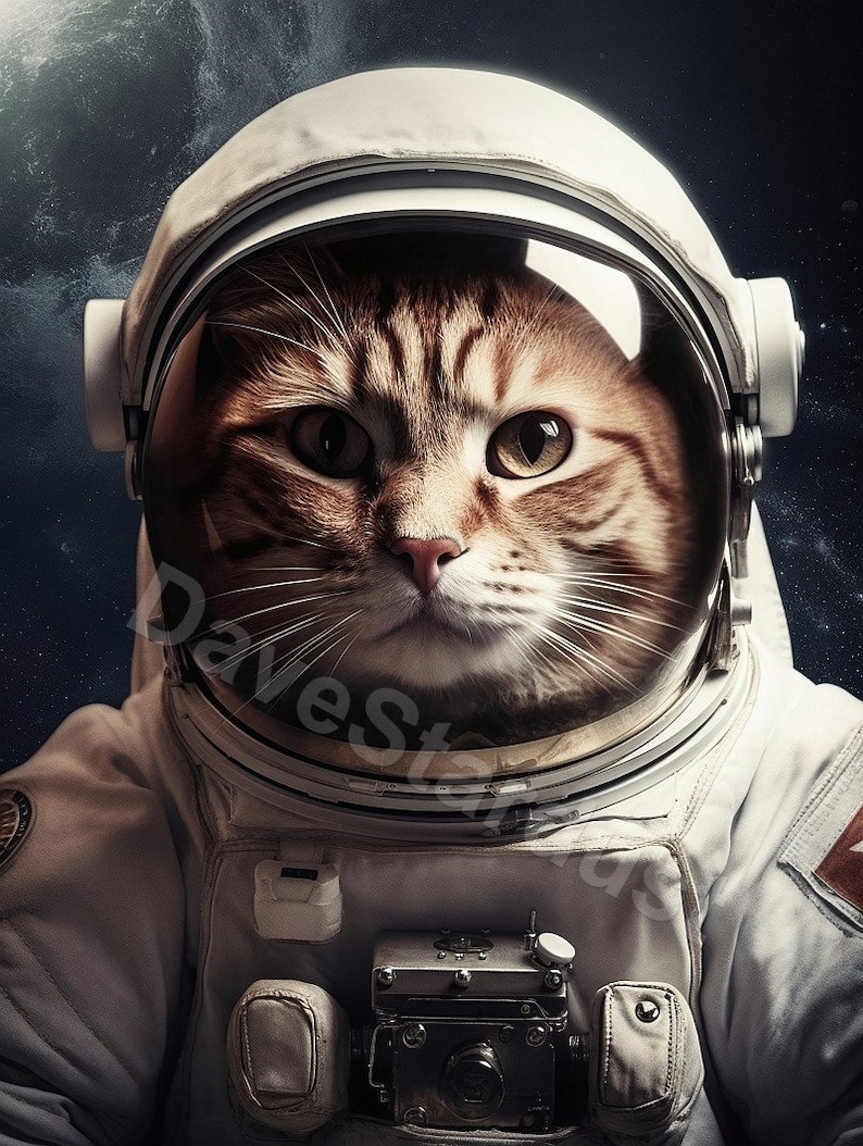 Original Astro Kitty Animals in Space - Etsy