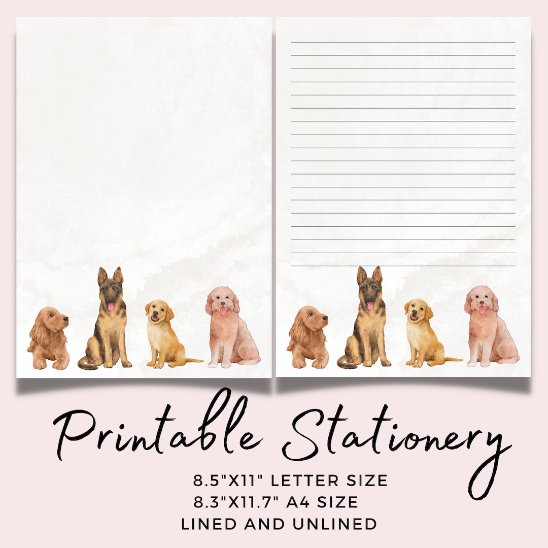 Dogs PRINTABLE STATIONERY Writing Paper Printable Writing - Etsy
