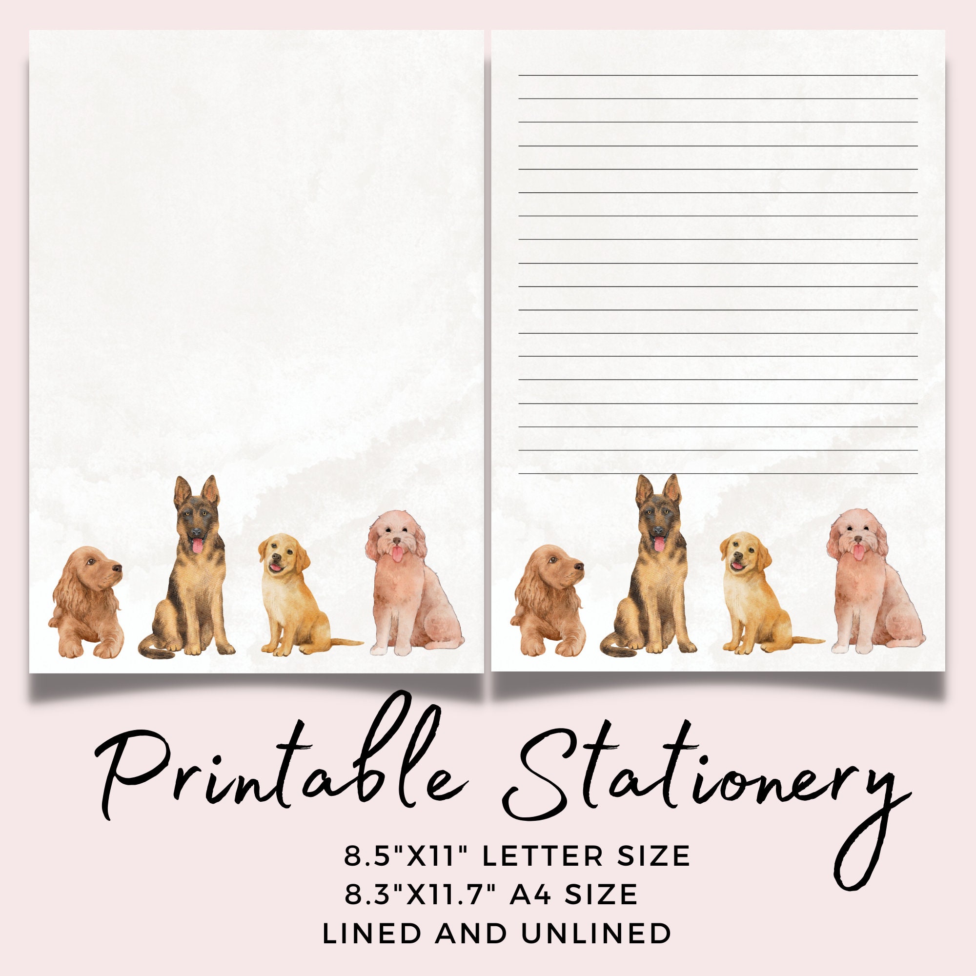 Dogs PRINTABLE STATIONERY Writing Paper Printable Writing - Etsy