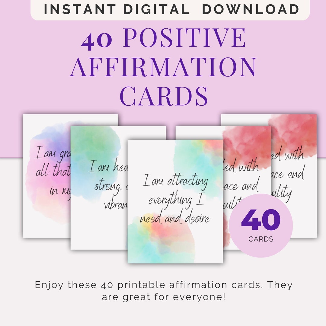 40 Positive Affirmation Cards Digital Download Manifestation Cards Deck ...
