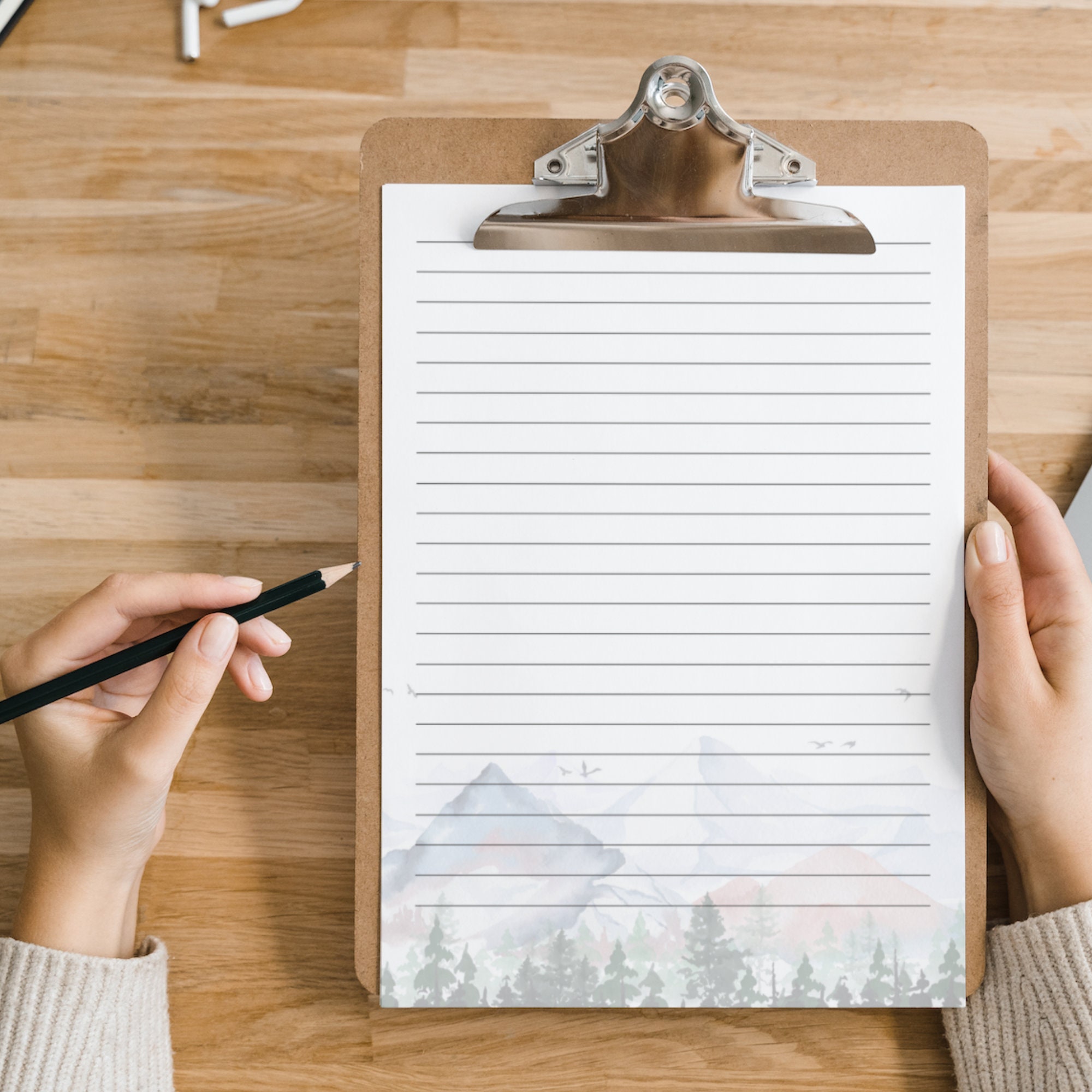 PRINTABLE Notes, Writing Paper, Printable Writing Mountain Forest ...