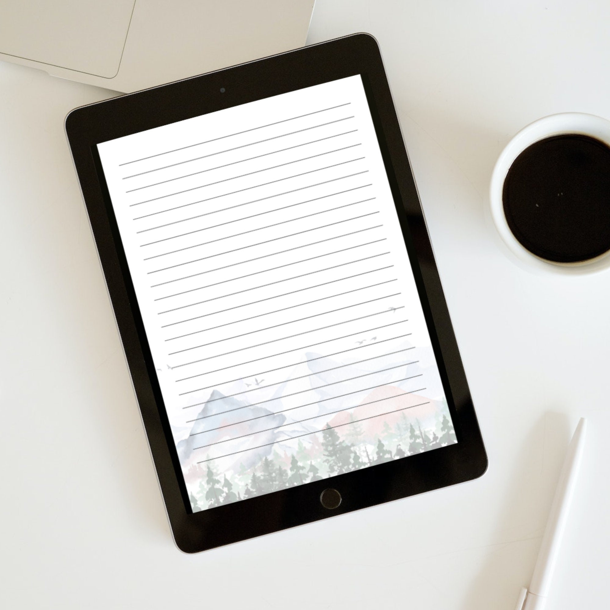 PRINTABLE Notes, Writing Paper, Printable Writing Mountain Forest ...