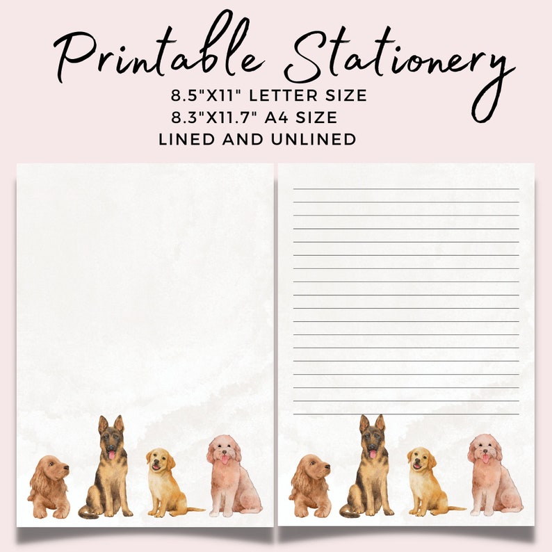 Dogs PRINTABLE STATIONERY Writing Paper Printable Writing - Etsy