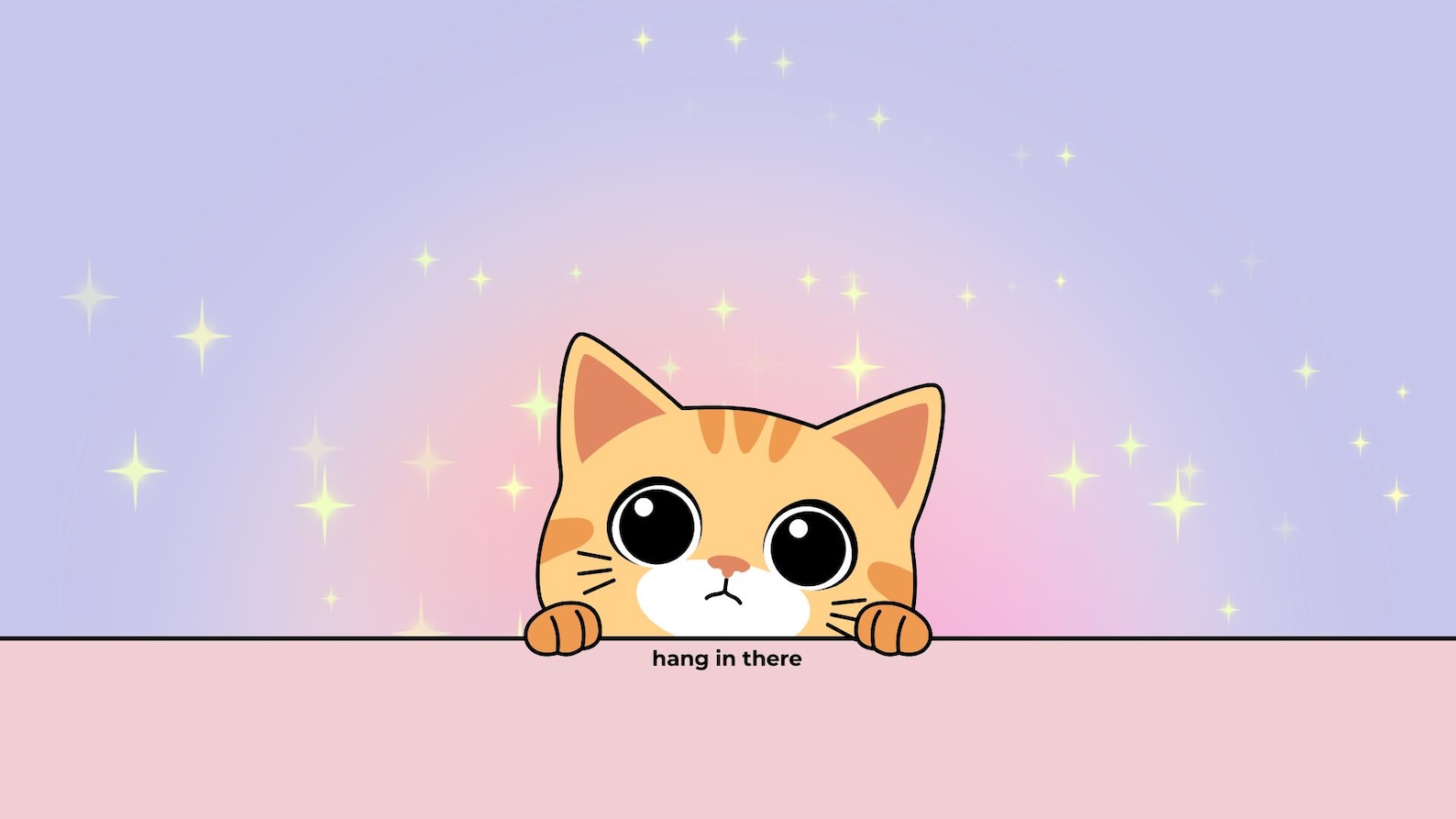 Hang in There: Cute Orange Cat Motivational Computer Wallpaper Kitty ...