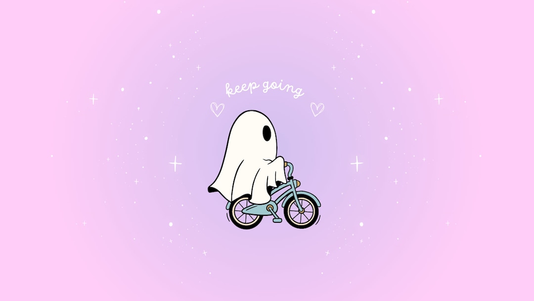 Cute Ghost Motivational Computer Background Halloween Fall Desktop ...
