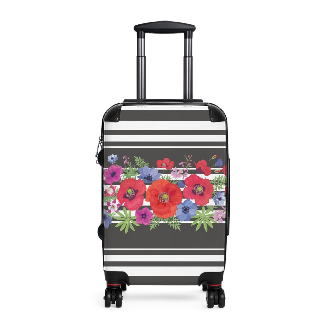 Suitcase Weekender Swivel Wheels Adjustable Handle Colorful Floral and ...