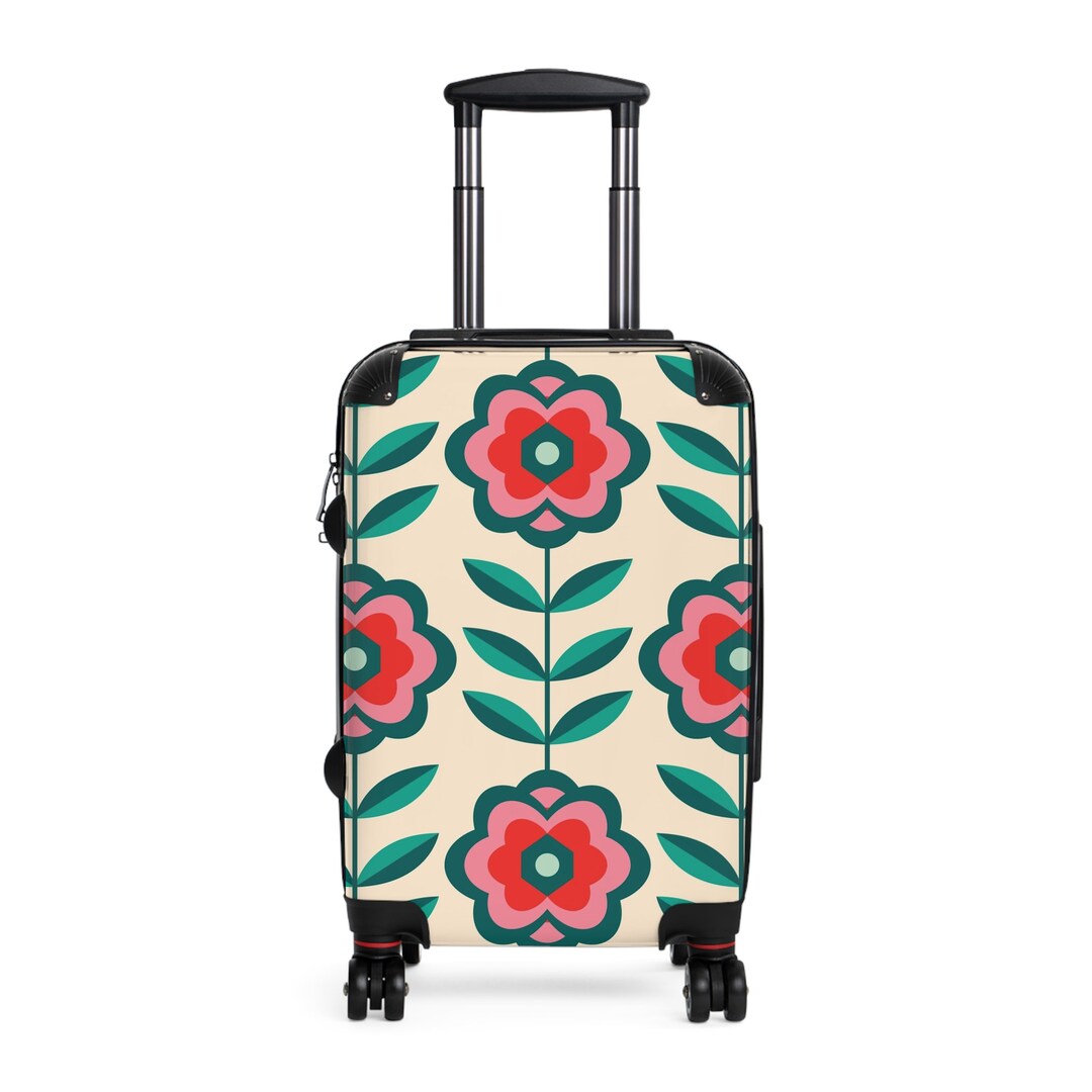 Suitcase Weekender Swivel Wheels Adjustable Handle Colorful Floral ...