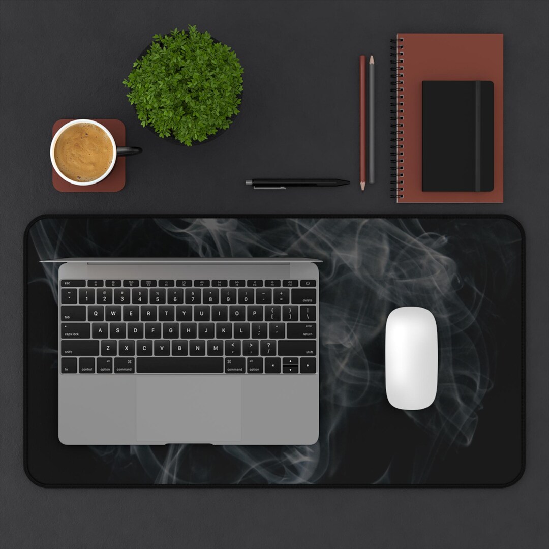 Smoky Black Desk Mat: Modern Office Decor, Non-slip Neoprene - Etsy