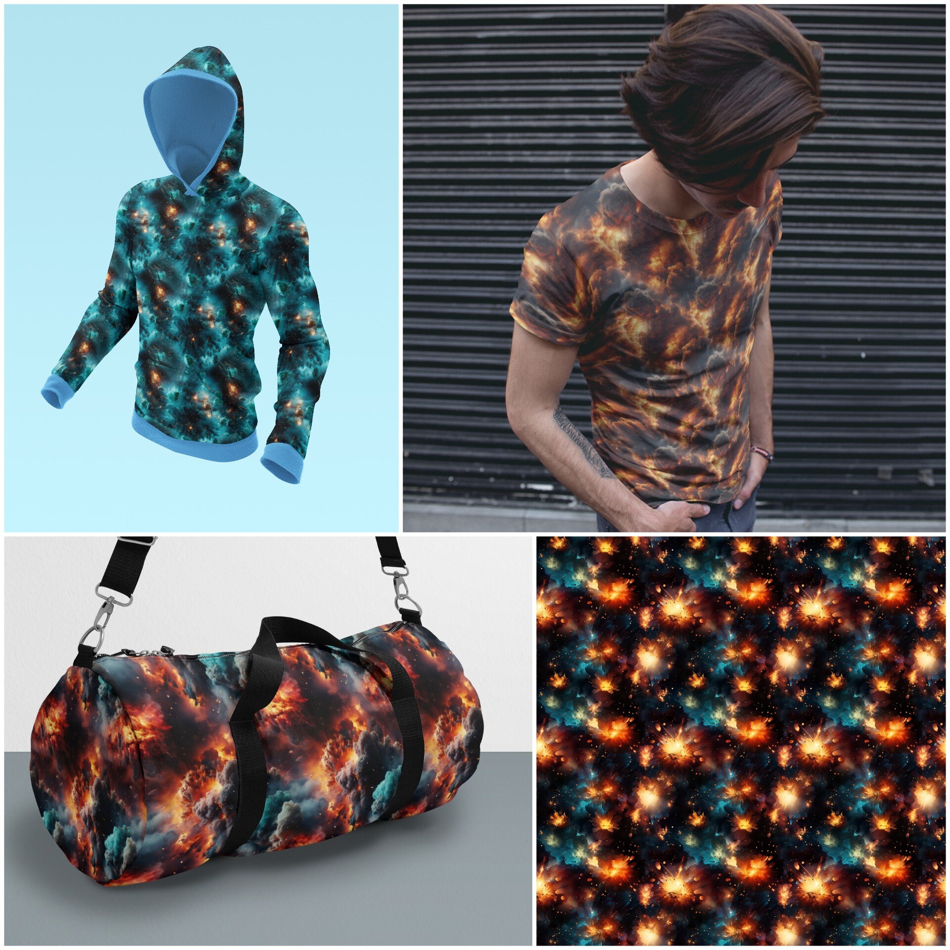 20 Explosion Patterns Fire Seamless Patterns Red Repeatable Smoke ...