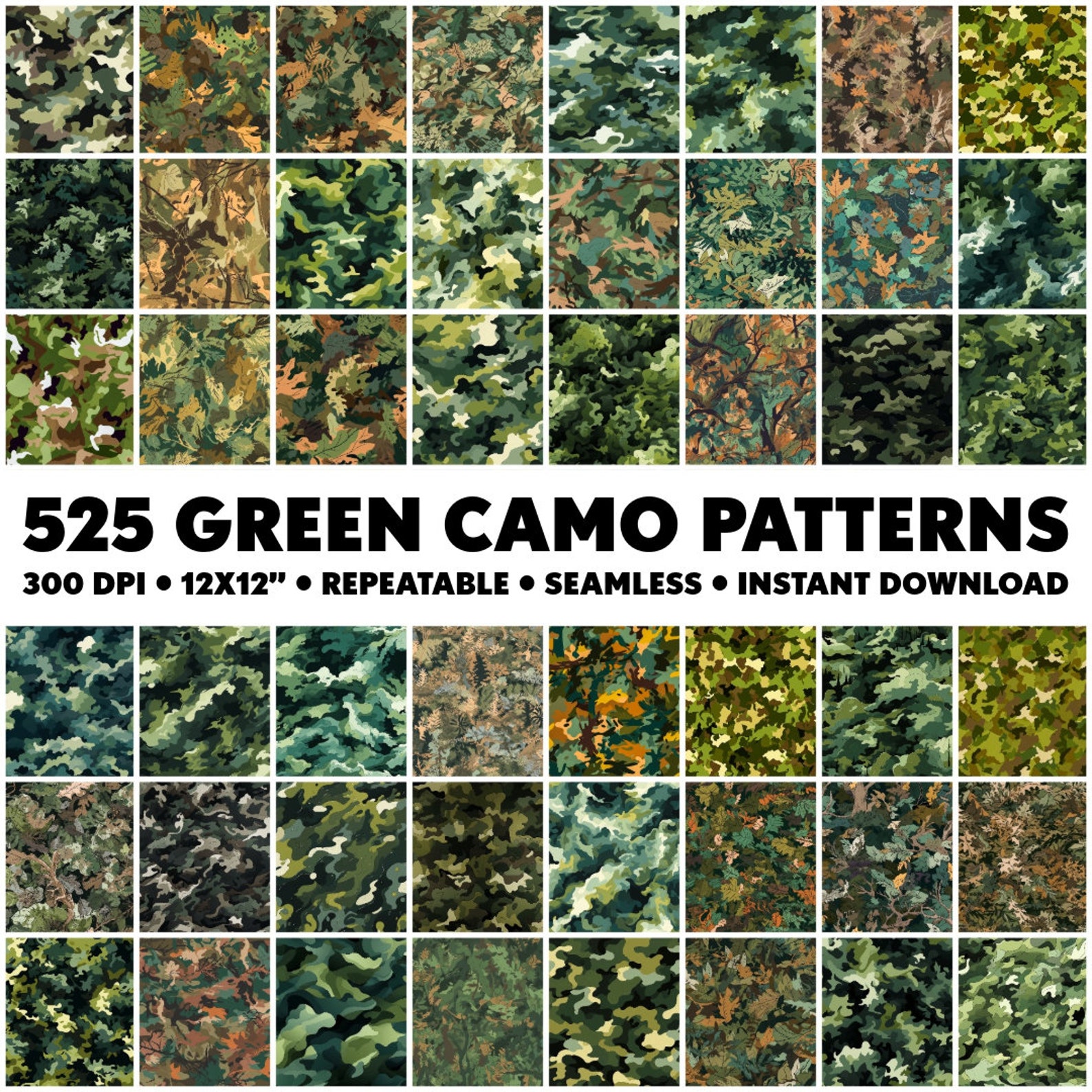 525 Green Camo Patterns Endless Woodland Camouflage Pattern Infinite ...