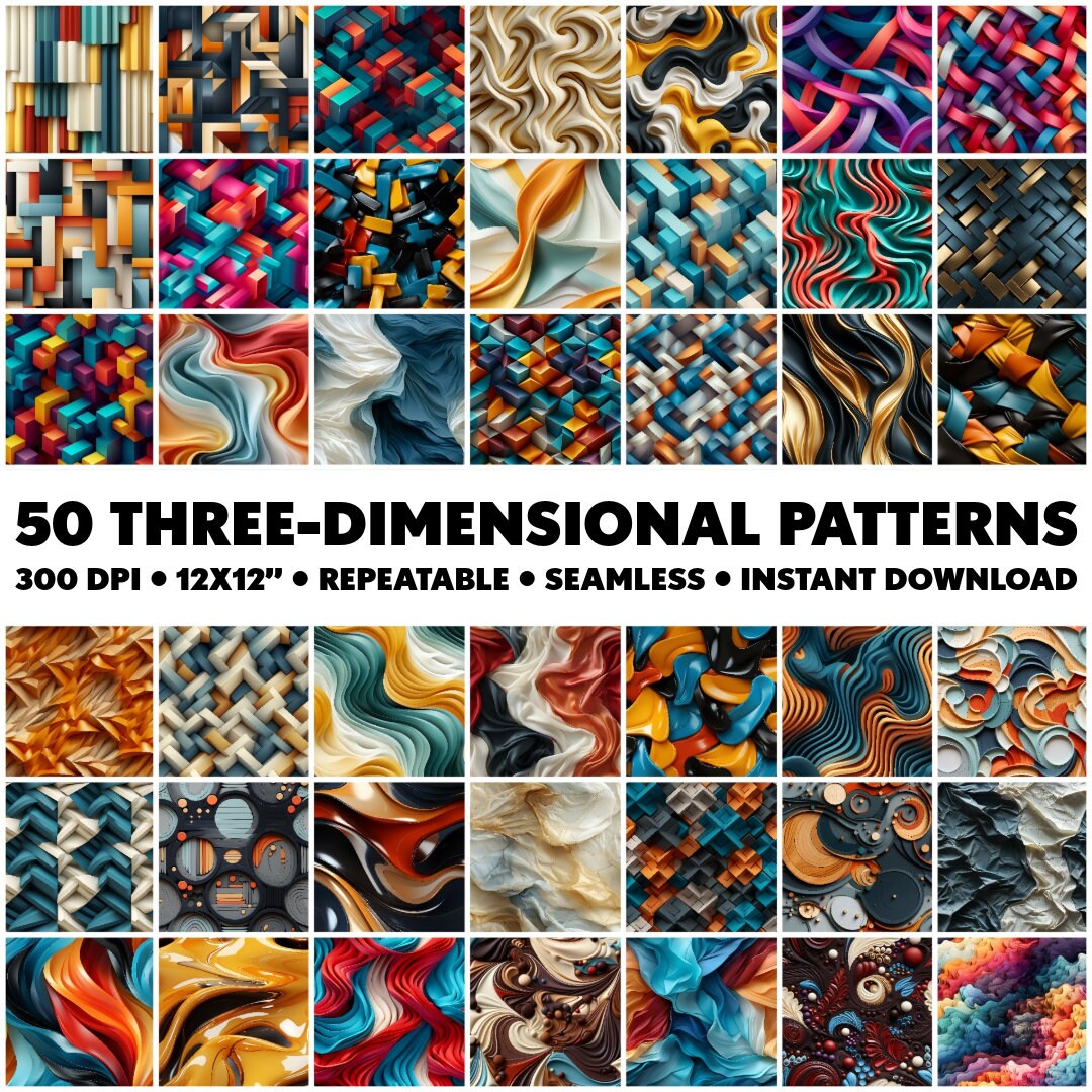 50 Three-dimensional Patterns 3D Seamless Patterns 3D Endless ...