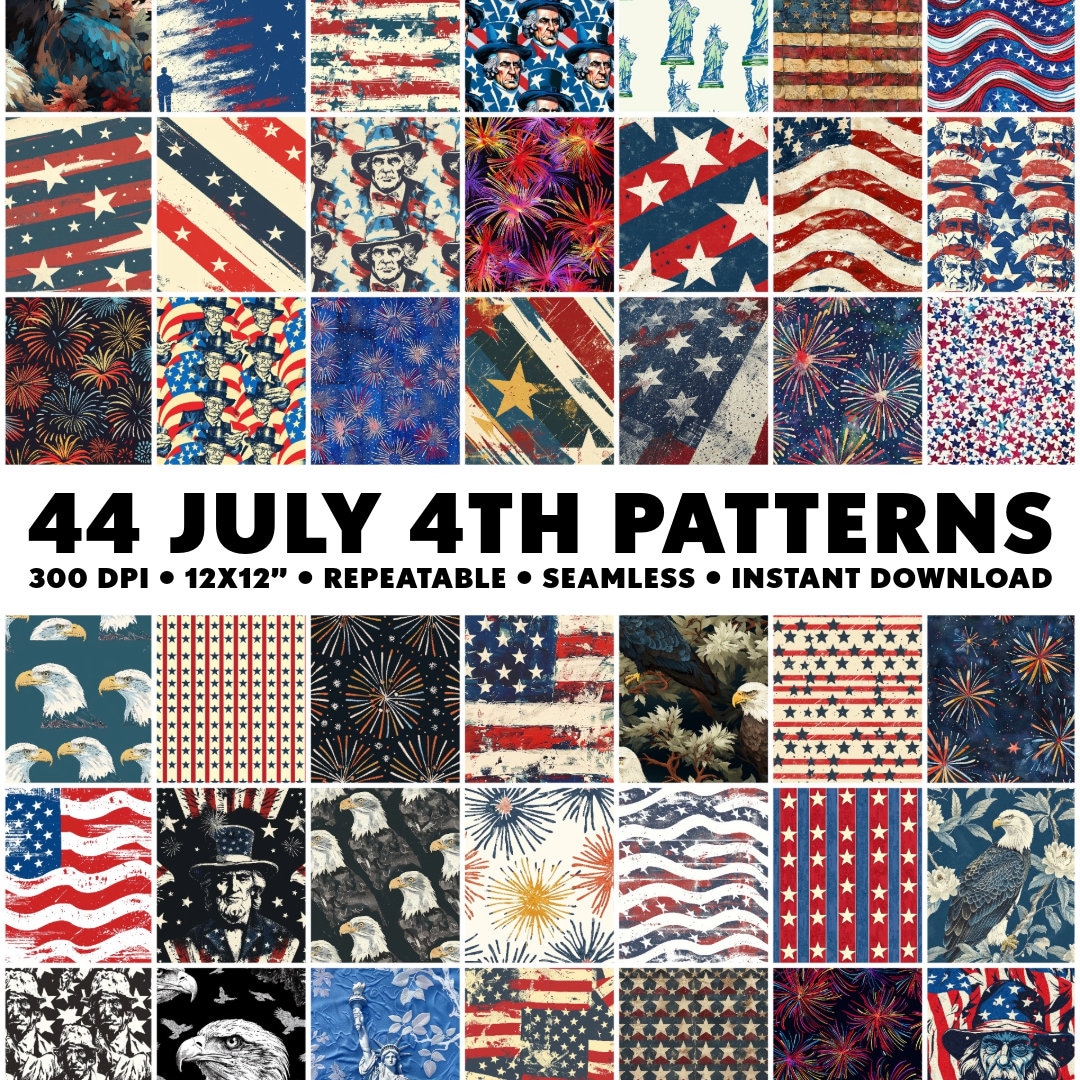 44 July 4th Patterns Seamless Patriotic Pattern America Repeatable ...