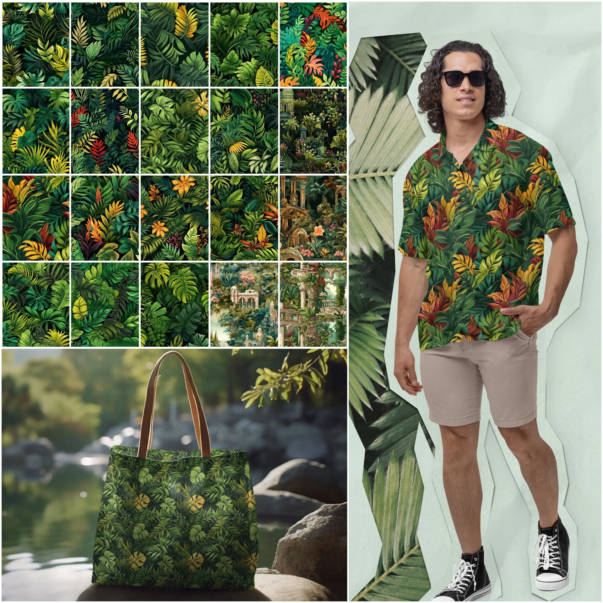 20 Jungle Patterns Tree Seamless Patterns Tropical Repeatable Pattern ...