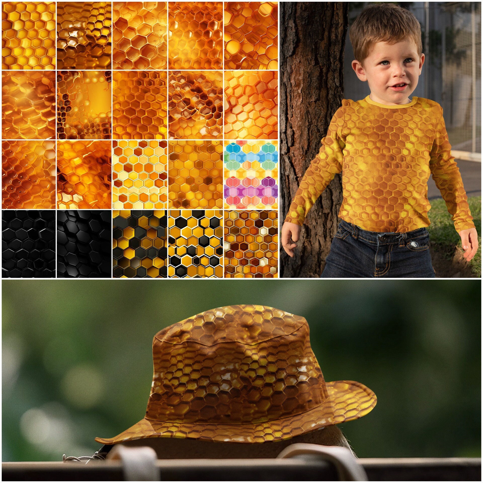 22 Honeycomb Patterns Bee Seamless Patterns Honey Repeatable Honeycomb ...