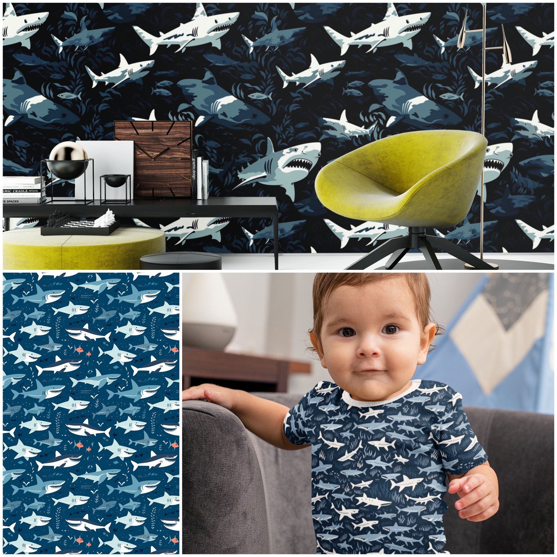 18 Shark Patterns Great White Seamless Patterns Sharks Repeatable ...