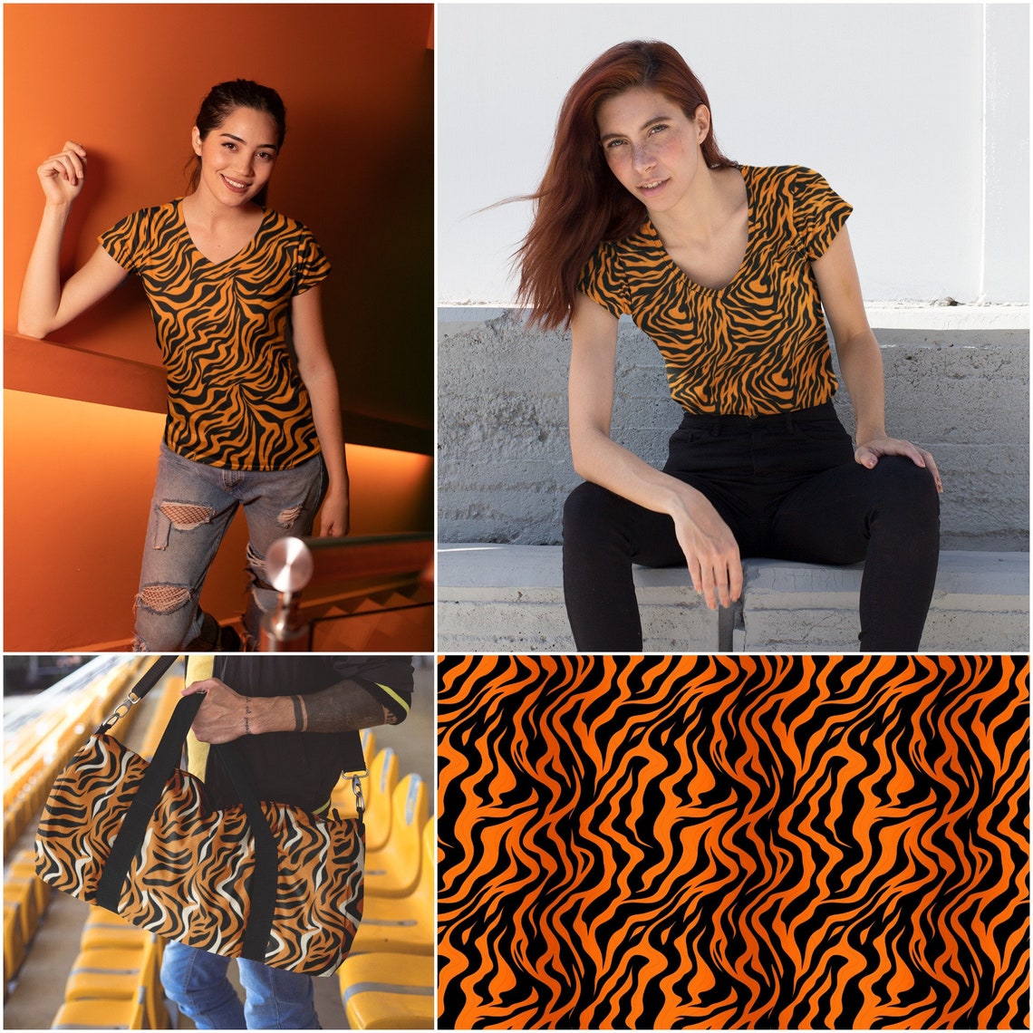16 Tiger Stripe Patterns Animal Seamless Patterns Nature Repeatable ...
