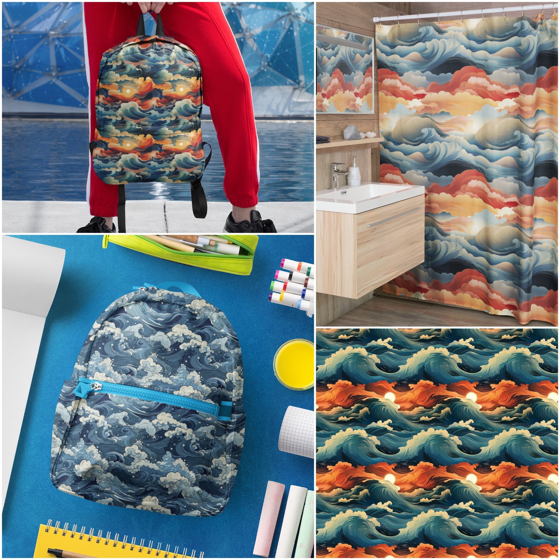 20 Wave Patterns Ocean Seamless Water Patterns Waves Repeatable Ocean ...