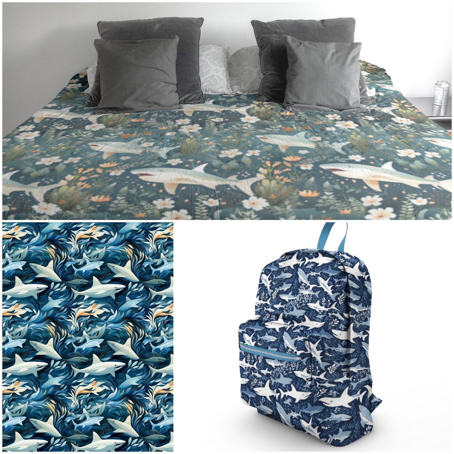 18 Shark Patterns Great White Seamless Patterns Sharks Repeatable ...