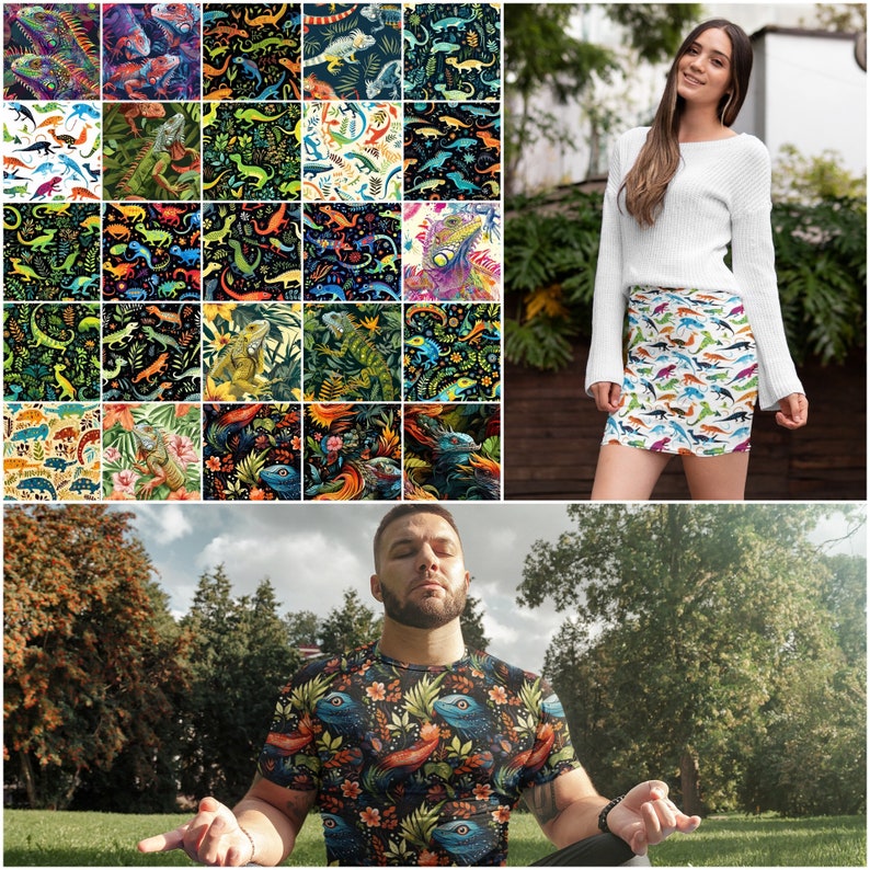 28 Lizard Patterns Iguana Seamless Gecko Patterns Repeatable Lizard ...