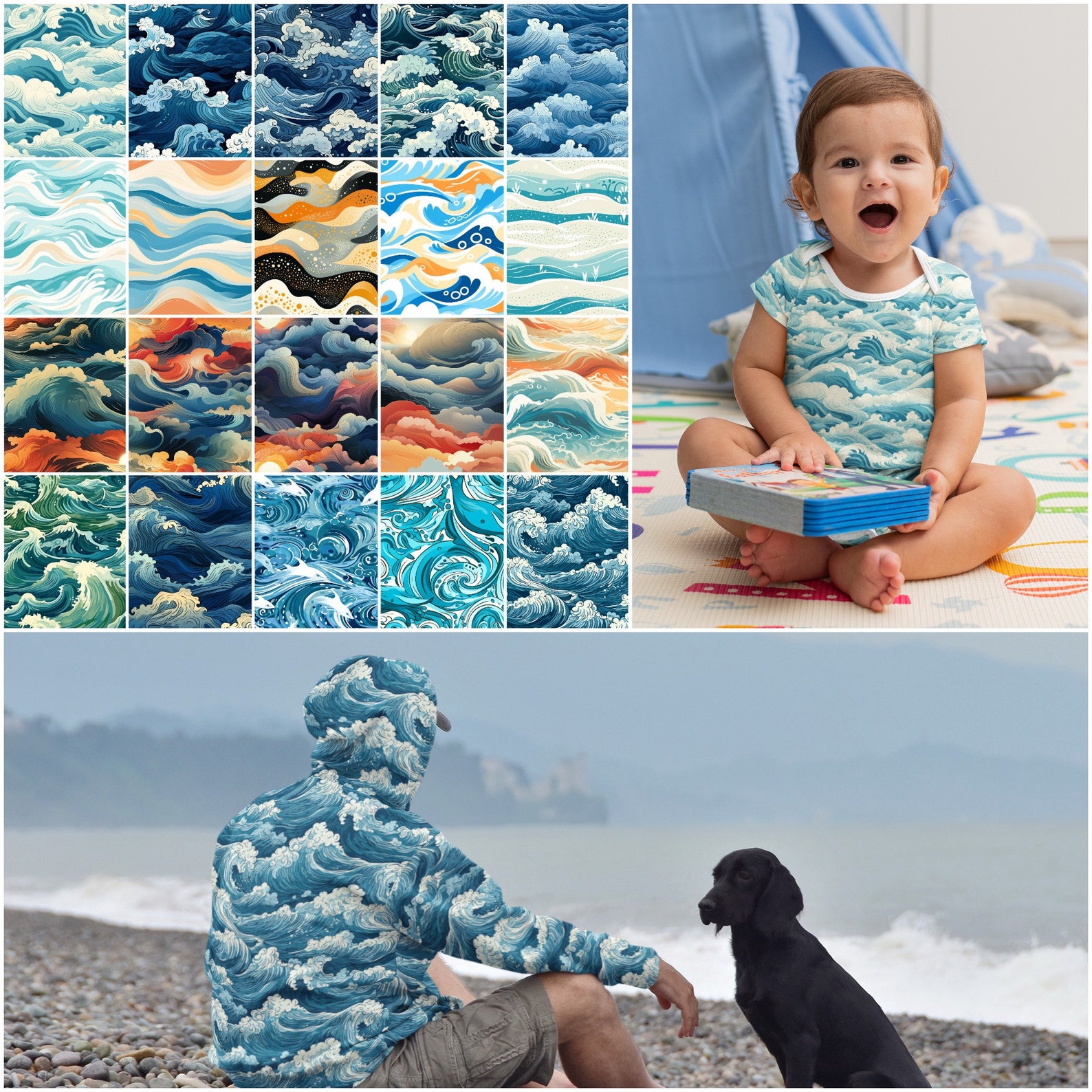 20 Wave Patterns Ocean Seamless Water Patterns Waves Repeatable Ocean ...