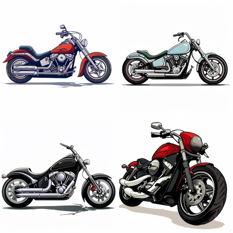 50 Motorcycle Clipart Images Bike PNG Sticker Classic Chopper Design ...