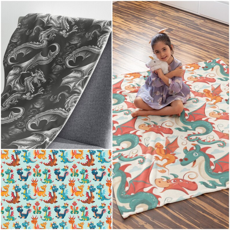 24 Dragon Patterns Dragon Seamless Monster Patterns Dragons Repeatable ...