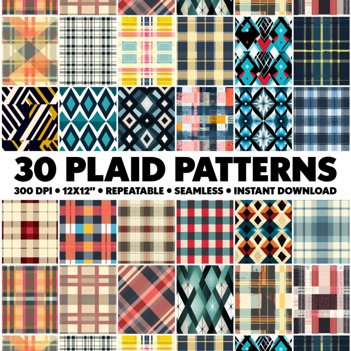 30 Plaid Patterns Plaid Seamless Pattern Stripe Repeatable Checkered ...