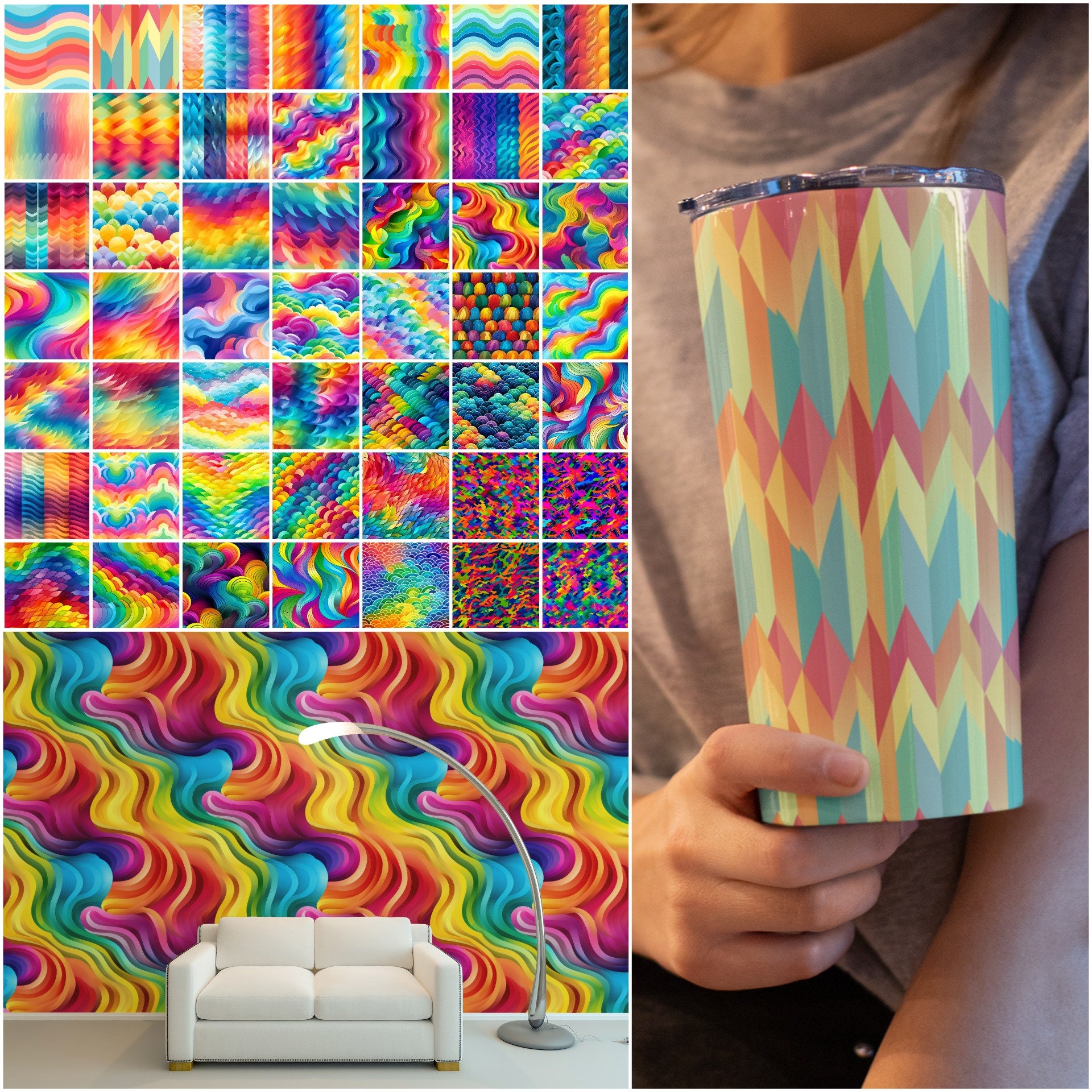 55 Rainbow Abstract Patterns Rainbow Seamless Patterns Colorful Endless ...