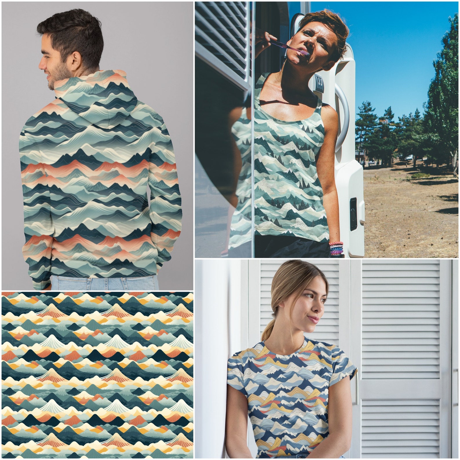 8 Mountain Patterns Seamless Mountain Range Patterns Repeatable Peaks ...