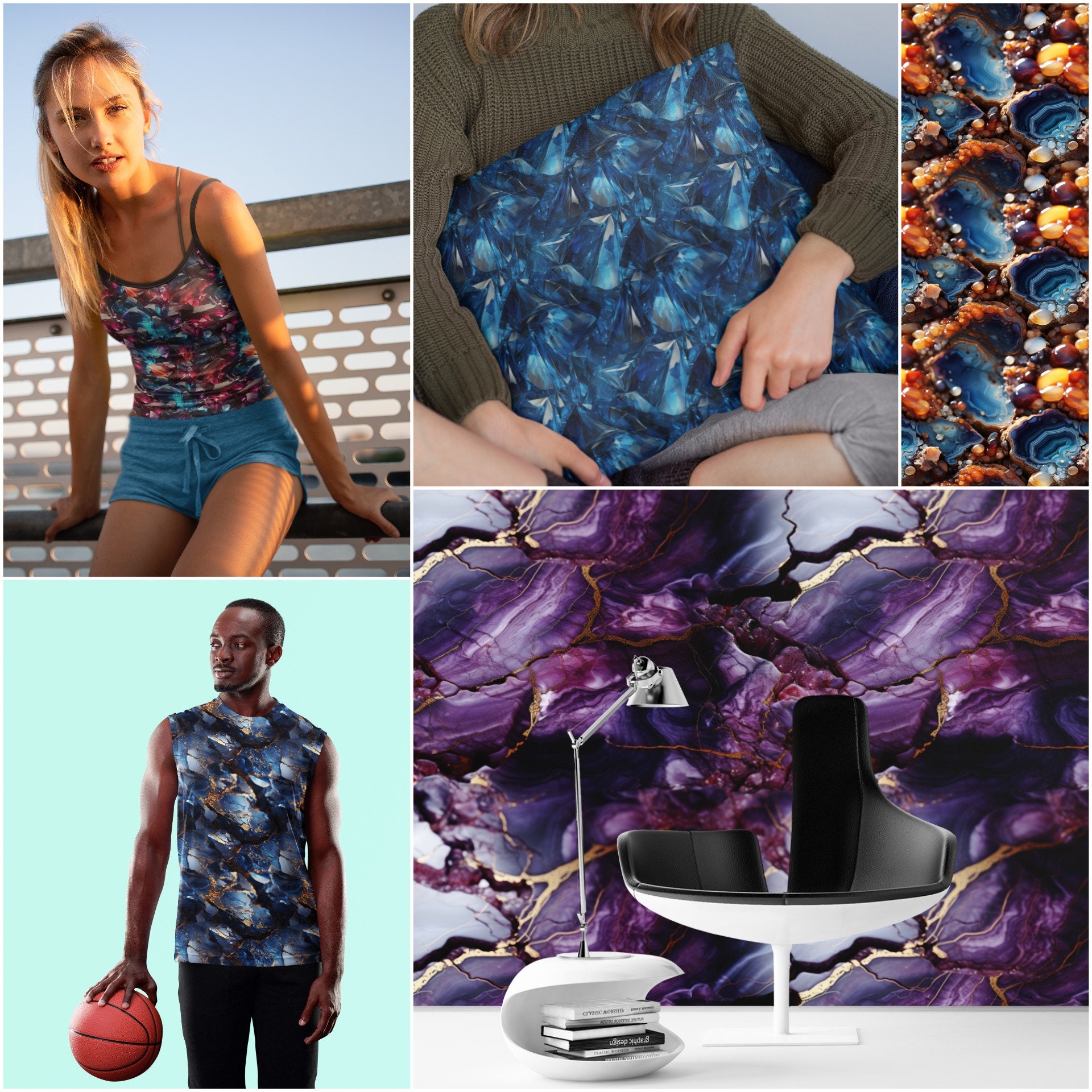 415 Gem Patterns Quartz Seamless Gemstone Patterns Repeatable Mineral ...