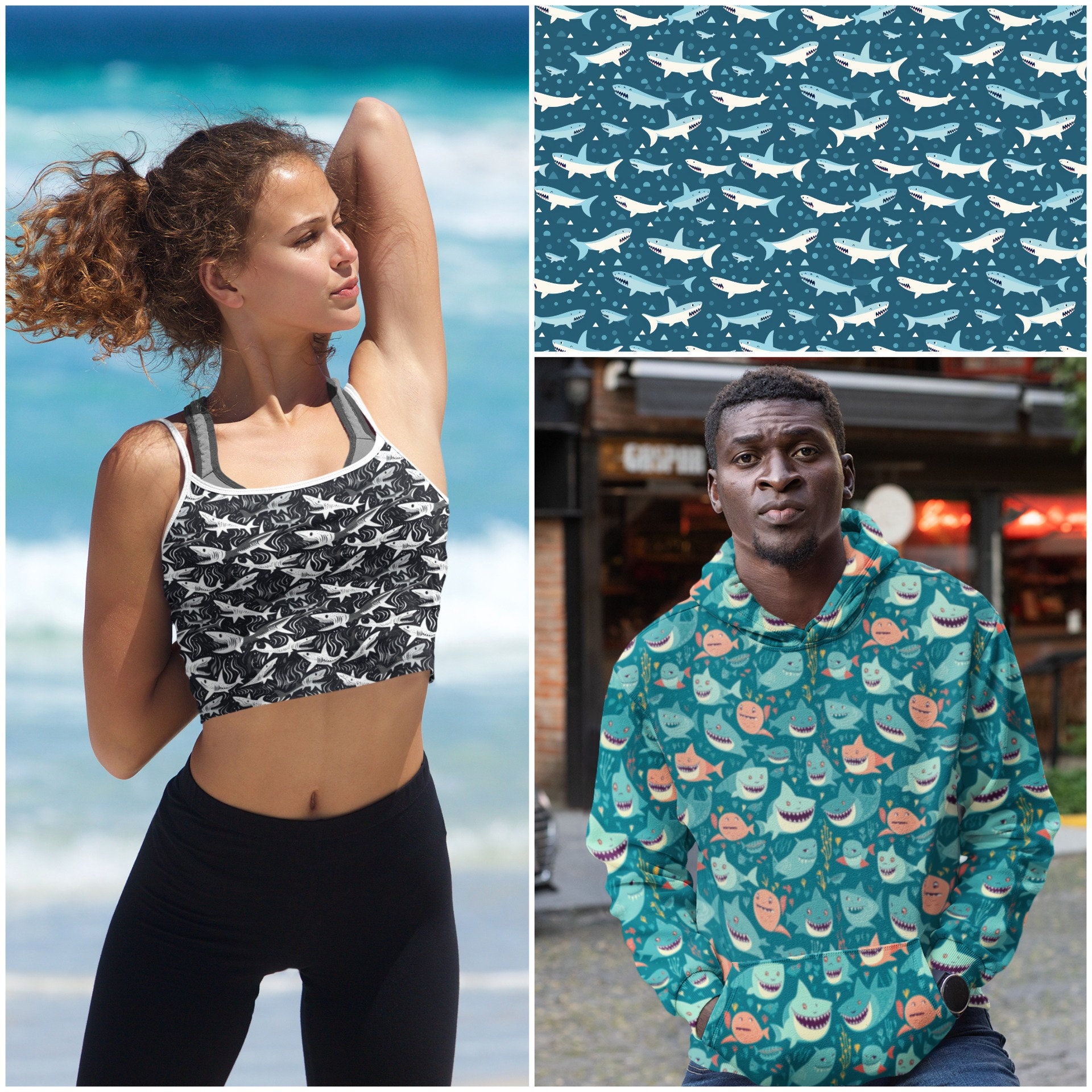 18 Shark Patterns Great White Seamless Patterns Sharks Repeatable ...