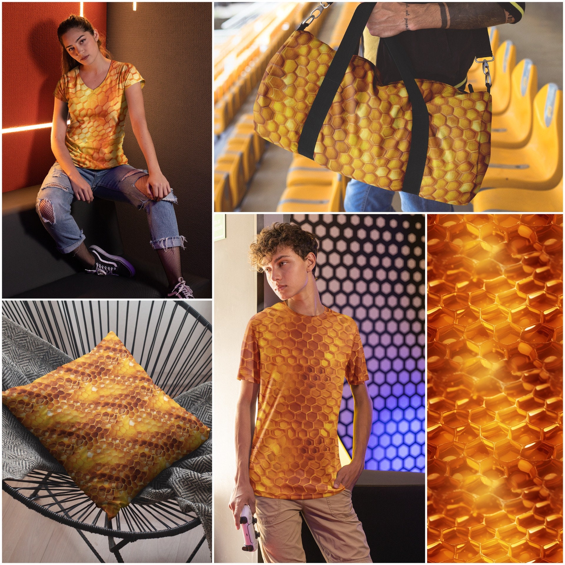 22 Honeycomb Patterns Bee Seamless Patterns Honey Repeatable Honeycomb ...