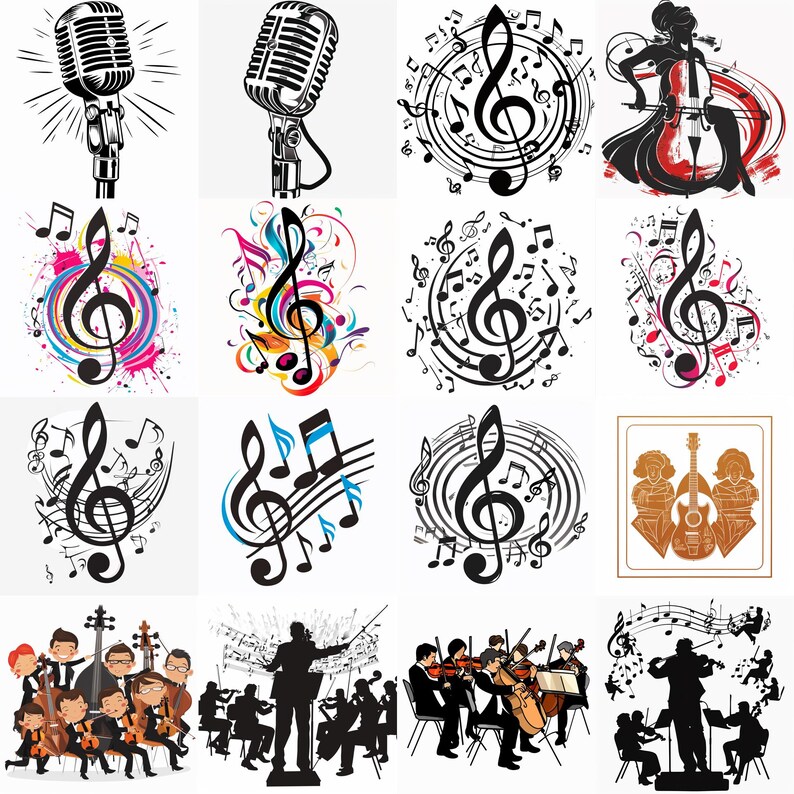 144 Music Clipart Images Music PNG Notes Sticker White Background ...