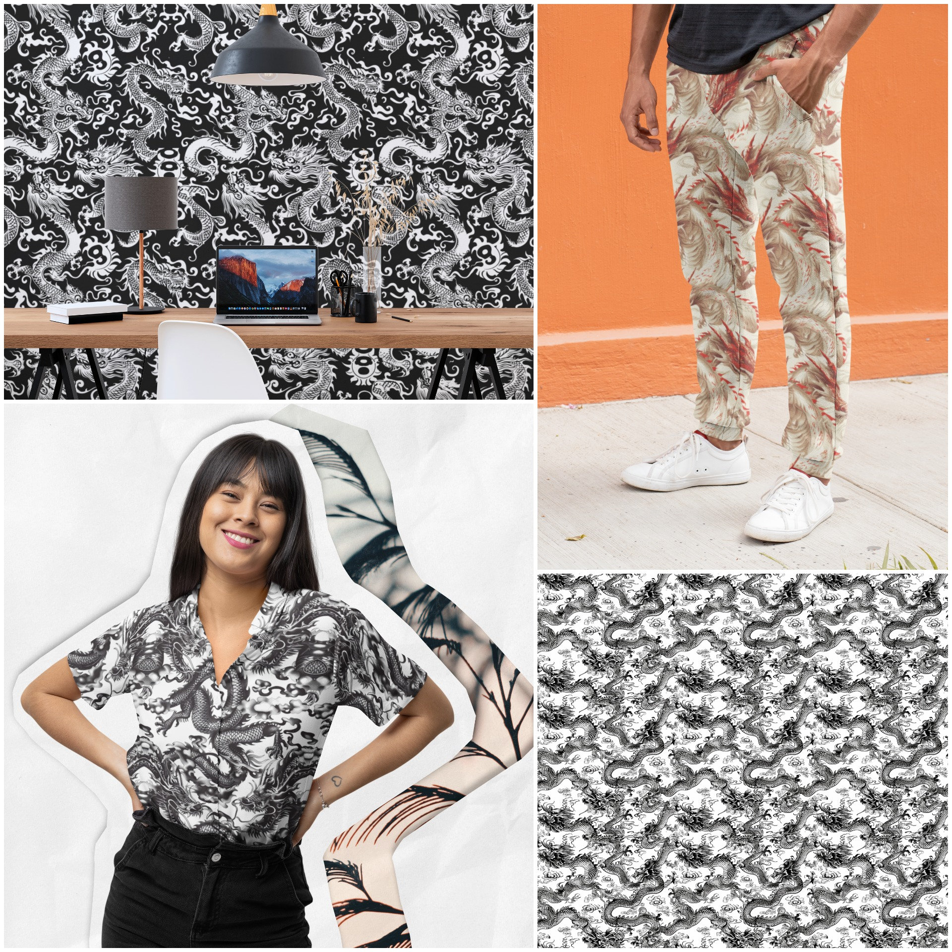 24 Dragon Patterns Dragon Seamless Monster Patterns Dragons Repeatable ...