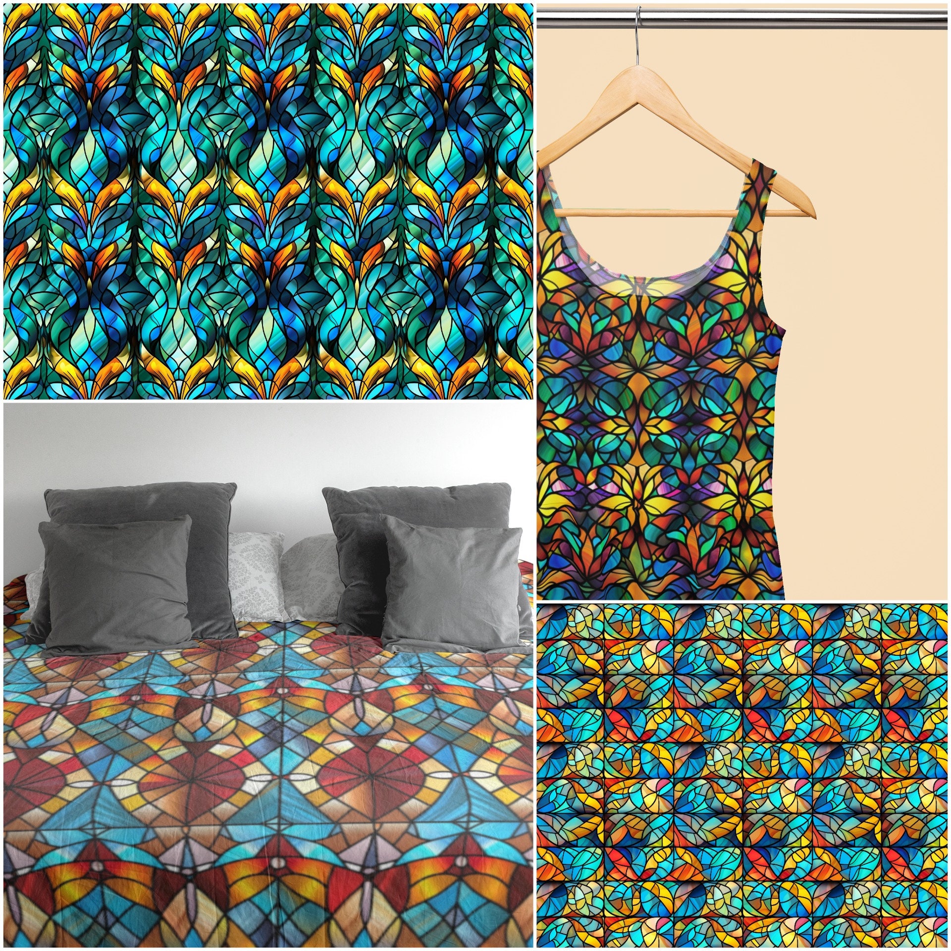 12 Stained Glass Church Patterns Seamless Stained Glass Patterns ...