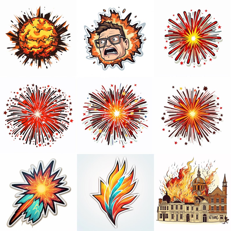 90 Explosion Clipart Images Fire PNG Sticker Explosion Design Fire ...