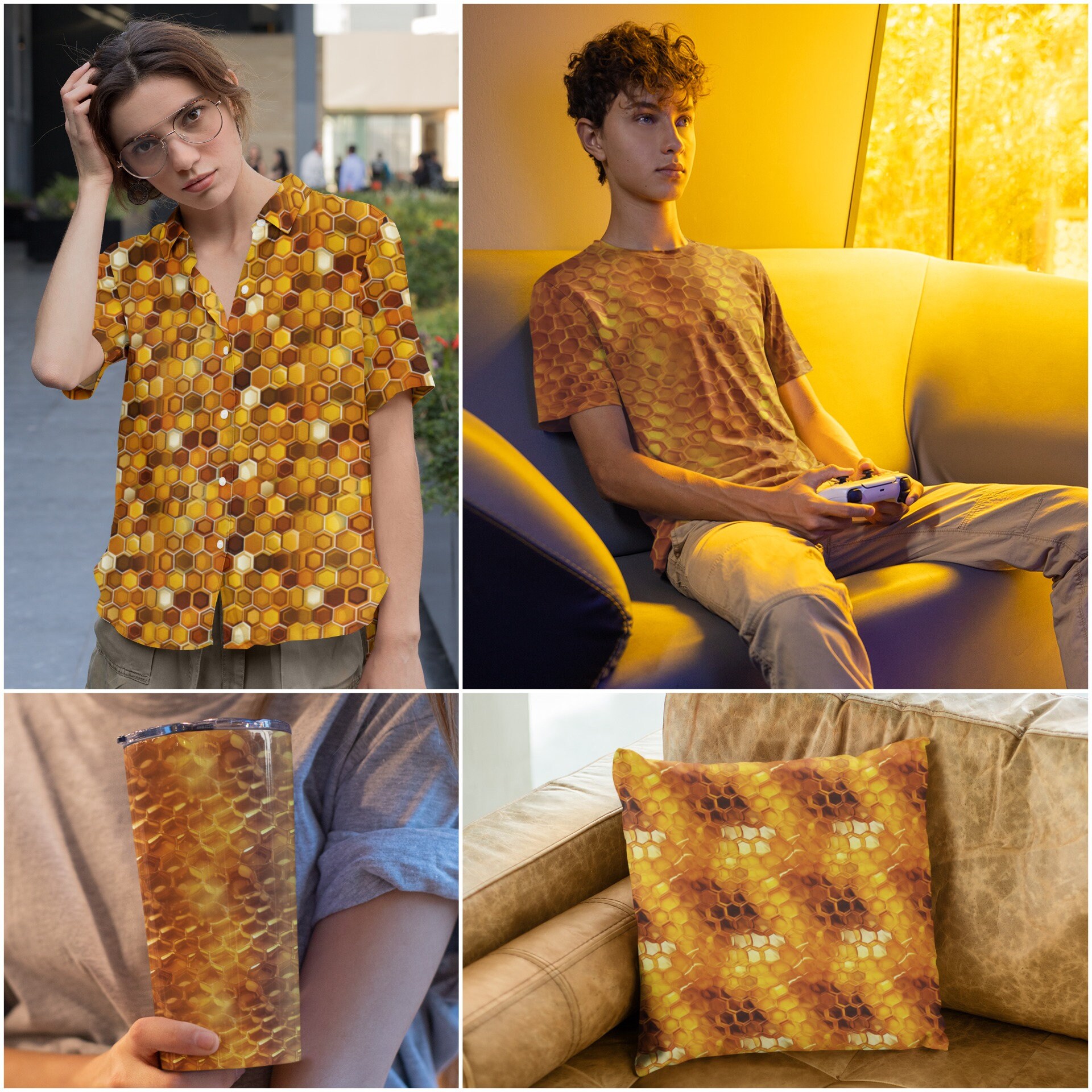 22 Honeycomb Patterns Bee Seamless Patterns Honey Repeatable Honeycomb ...