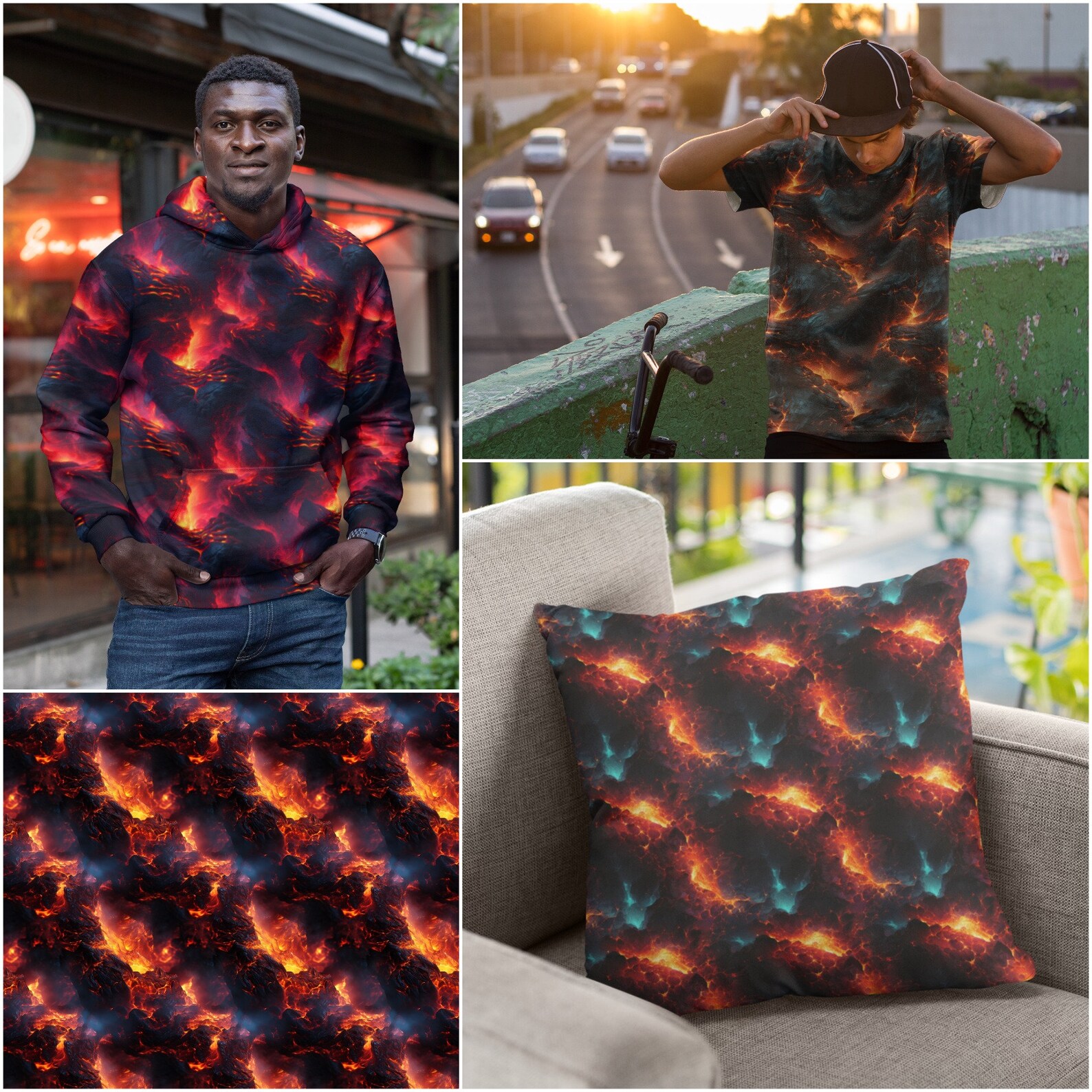 8 Lava Patterns Seamless Fire Patterns Molten Repeatable Lava Pattern ...
