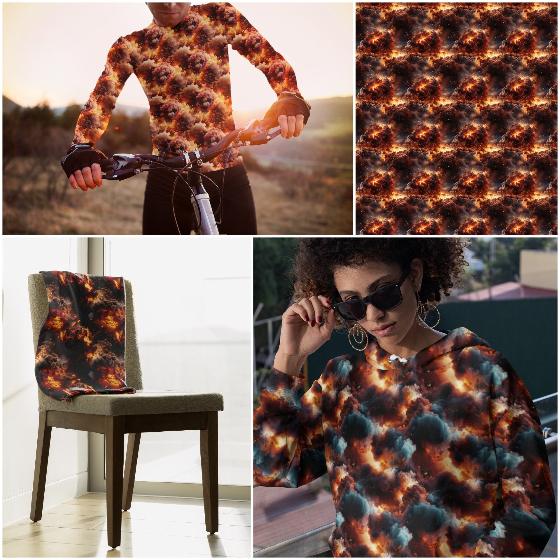 20 Explosion Patterns Fire Seamless Patterns Red Repeatable Smoke ...