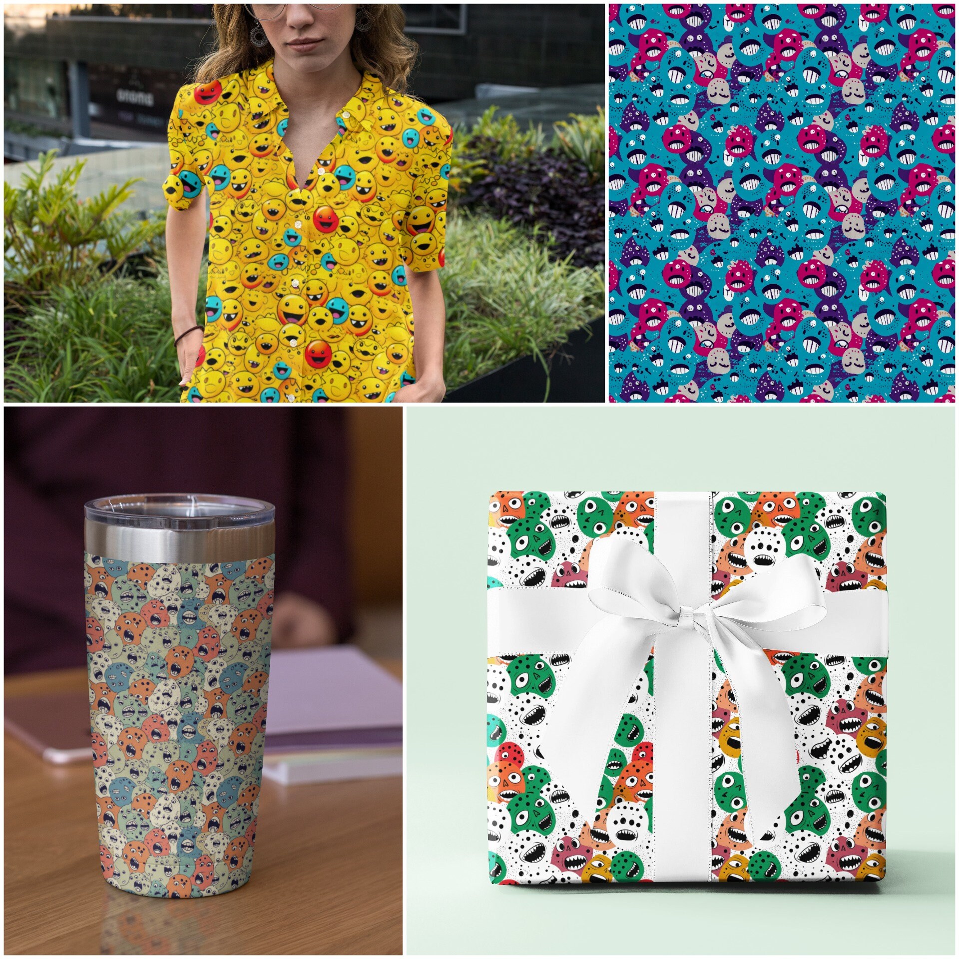 27 Face Patterns Seamless Emoji Patterns Repeatable Smiley Pattern ...