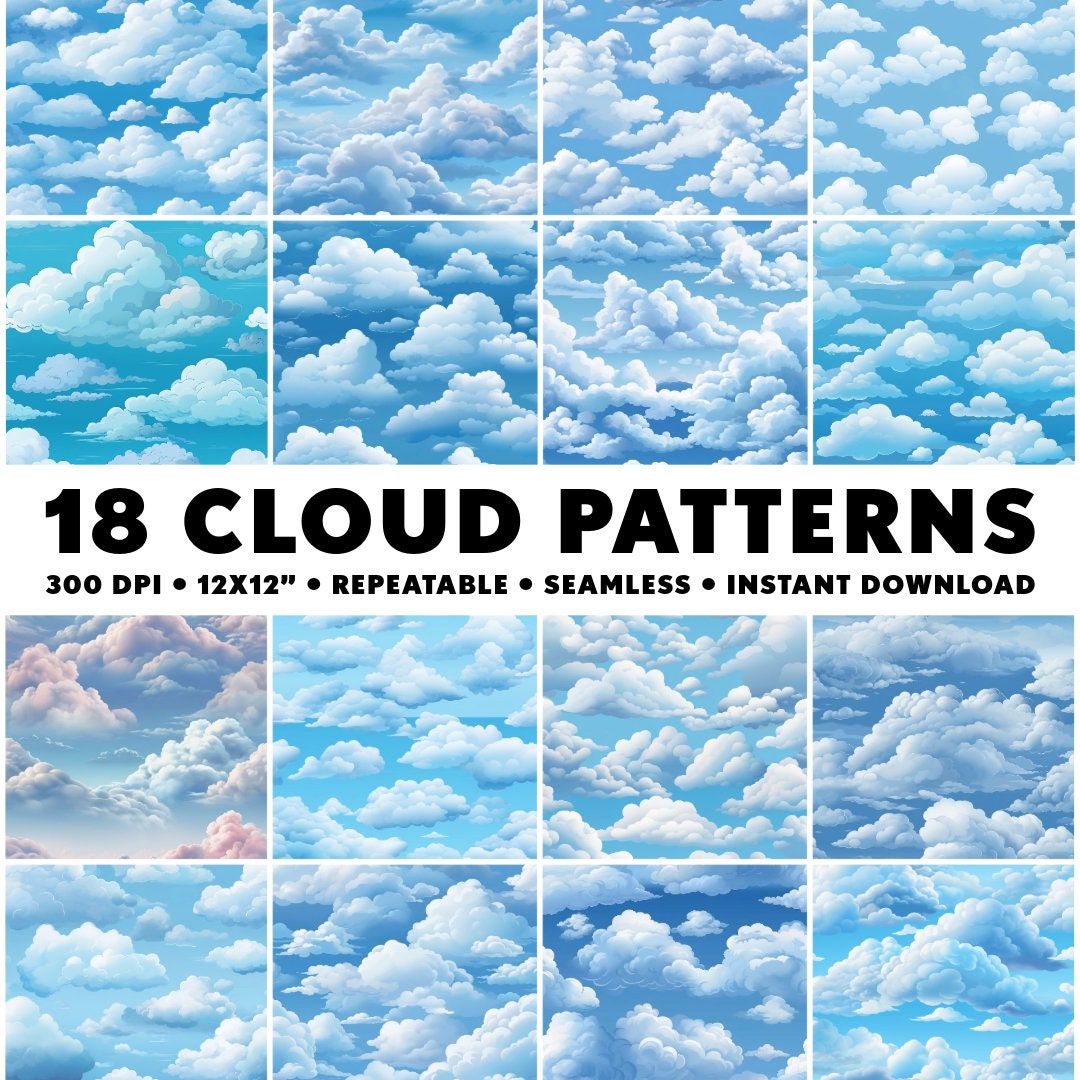 18 Cloud Patterns Sky Seamless Patterns Cloud Repeatable Pattern Cloud ...