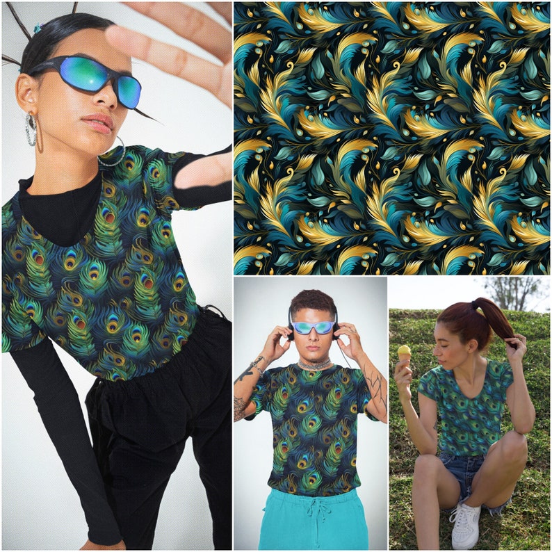 15 Peacock Feather Patterns Green Seamless Patterns Bird Repeatable ...