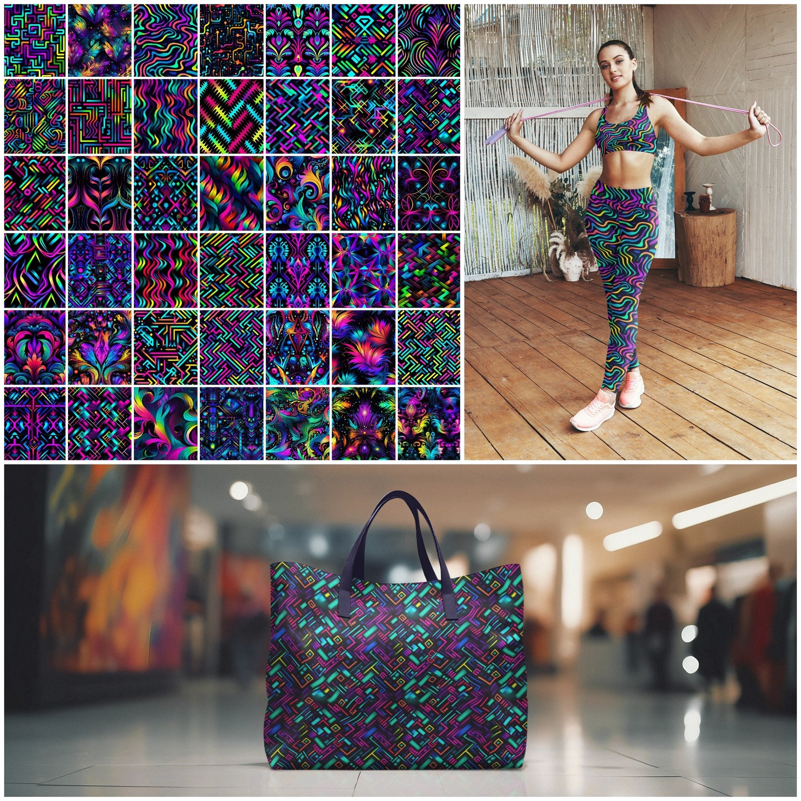 44 Neon Abstract Patterns Neon Seamless Pattern Neon Endless Rainbow ...